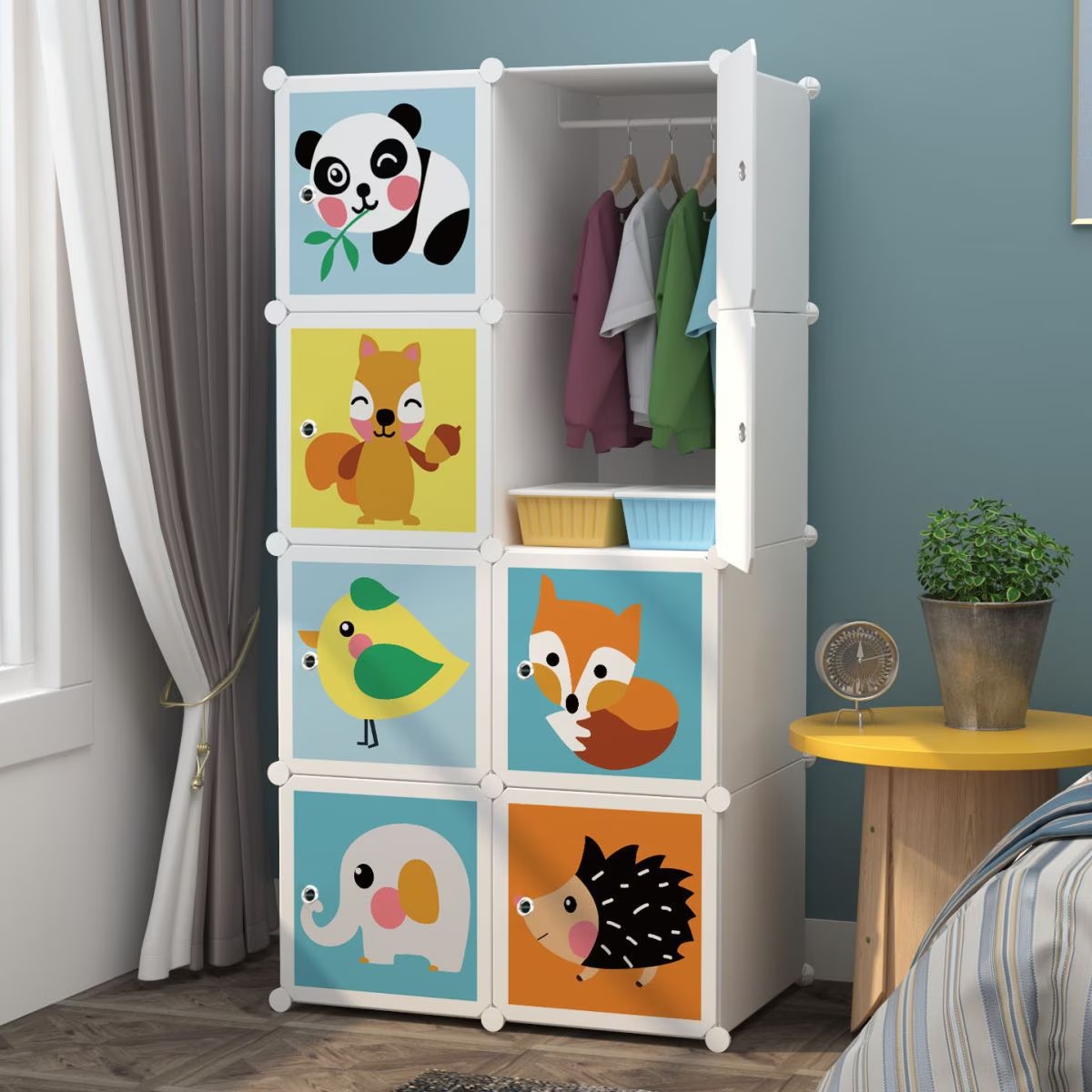 Dulap modular pentru copii, AT PERFORMANCE®, 8 rafturi Alb, Design Juc ...